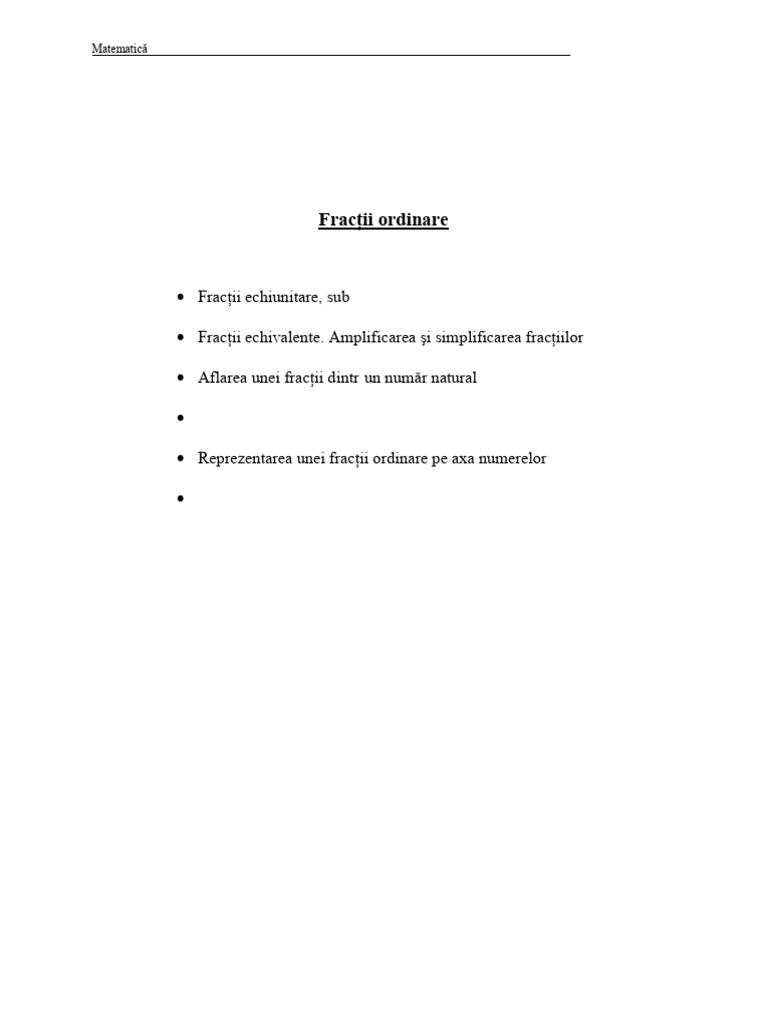 Fisa de Lucru Fractii Ordinare | PDF