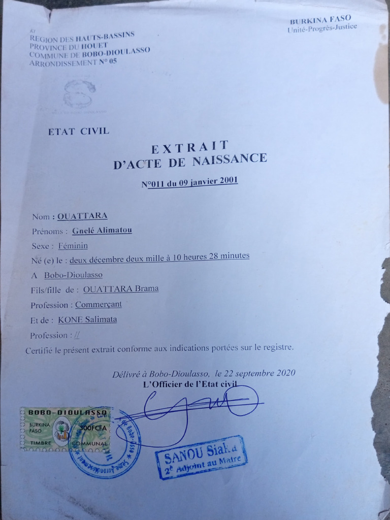 Extrait D'acte de Naissance | PDF