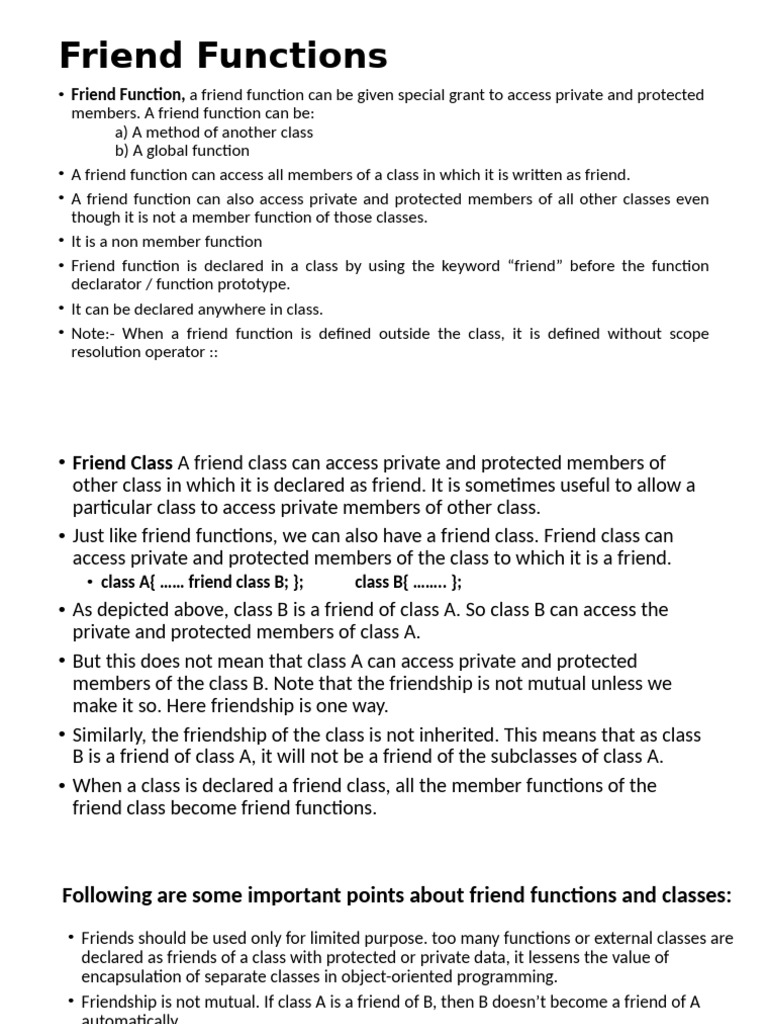 OOP - Lecture - Friend Functions and Friend Classes | PDF