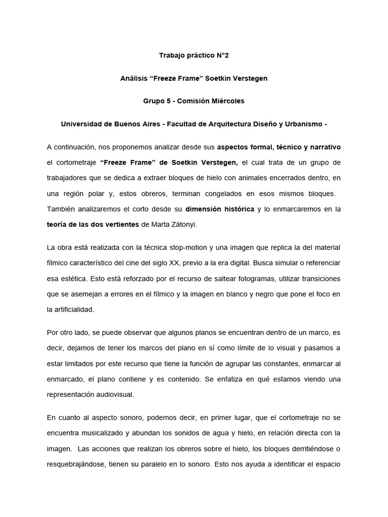 TP N°2 Análisis “Freeze Frame” - Grupo 5 | PDF