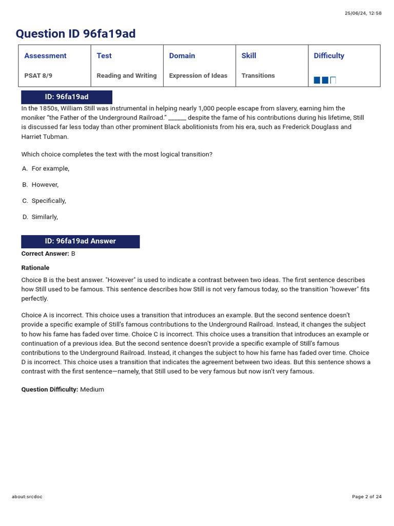 SAT Suite Question Bank - Results | PDF