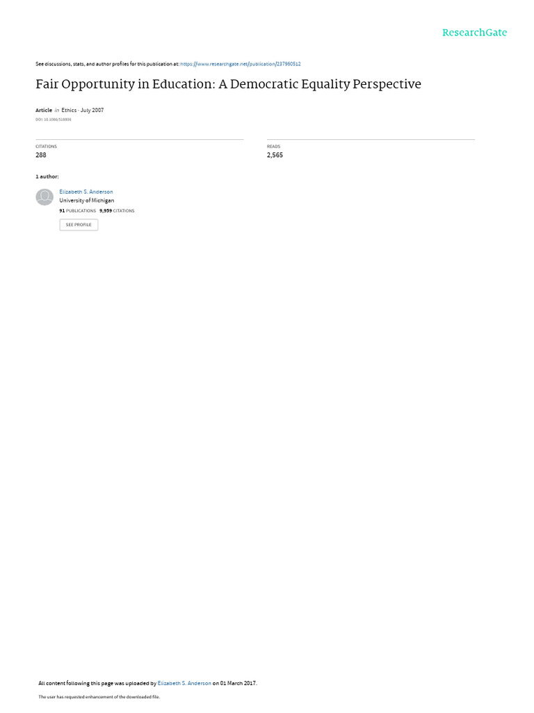 Fair Opportunity Education | PDF