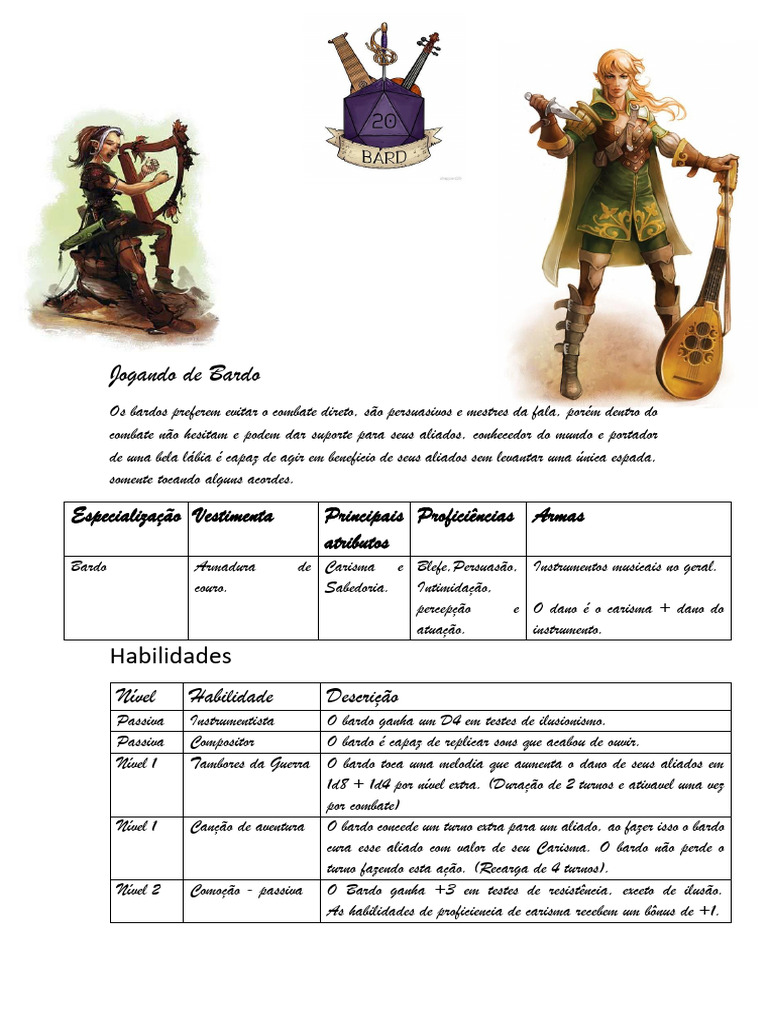 Bardo 3.0 Sistema Próprio Compatível Com D&D 5e by Douglas | PDF