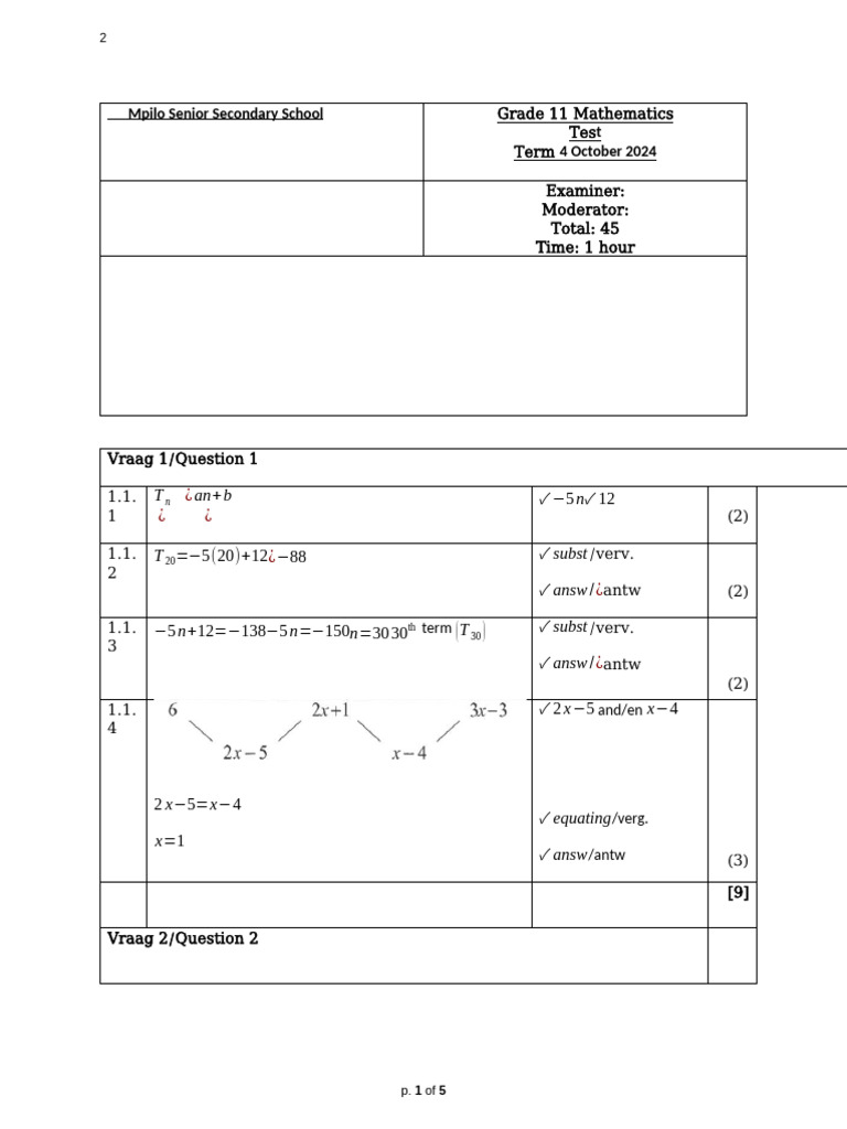 Gr 11 NUMBER PATTERNS MEMORANDUM | PDF