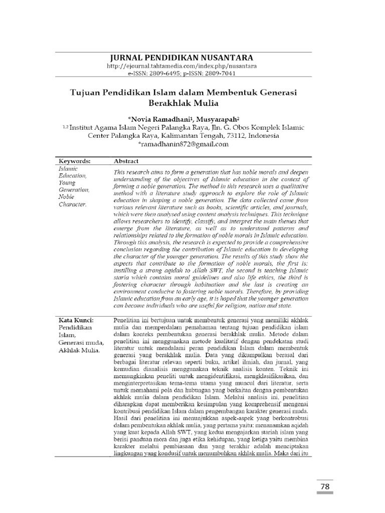 View of Tujuan Pendidikan Islam Dalam Membentuk Generasi Berakhlak ...