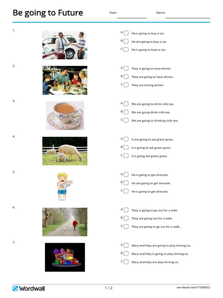 Be Going To Future Quiz Pdf Drink