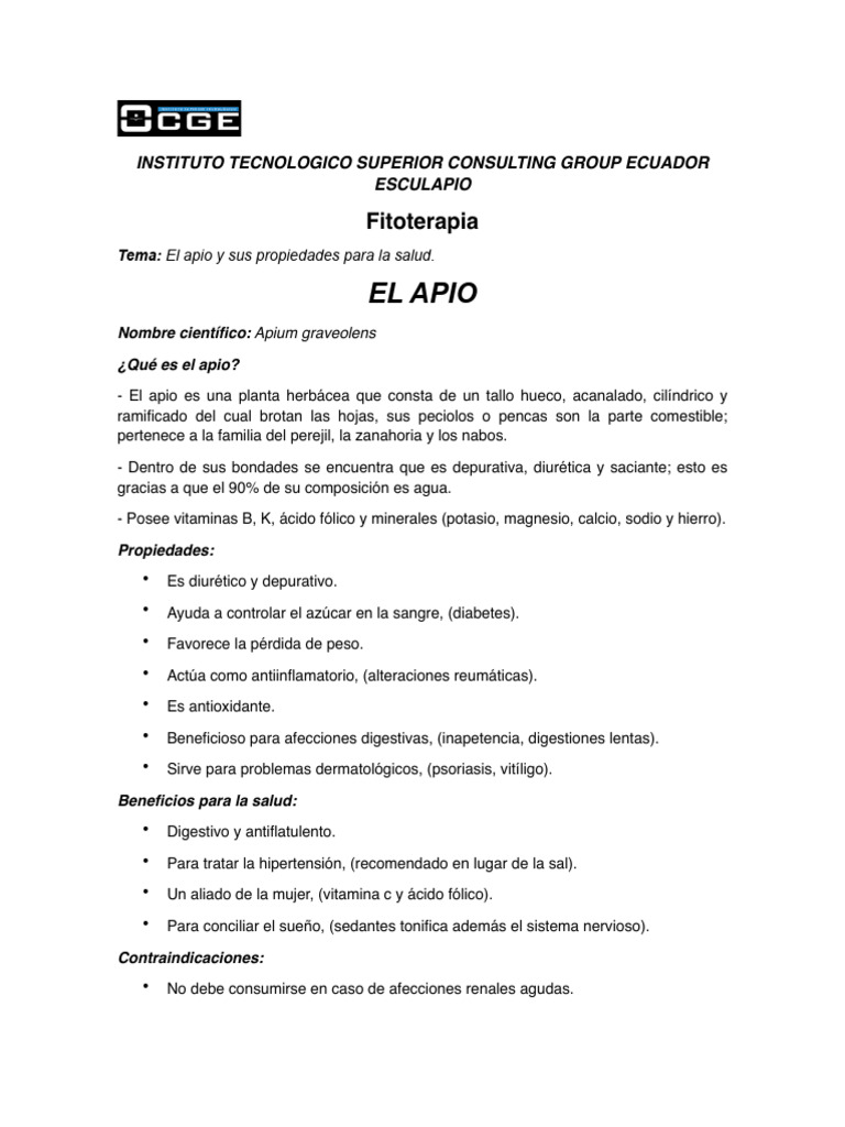 Fitoterapia El Apio | PDF