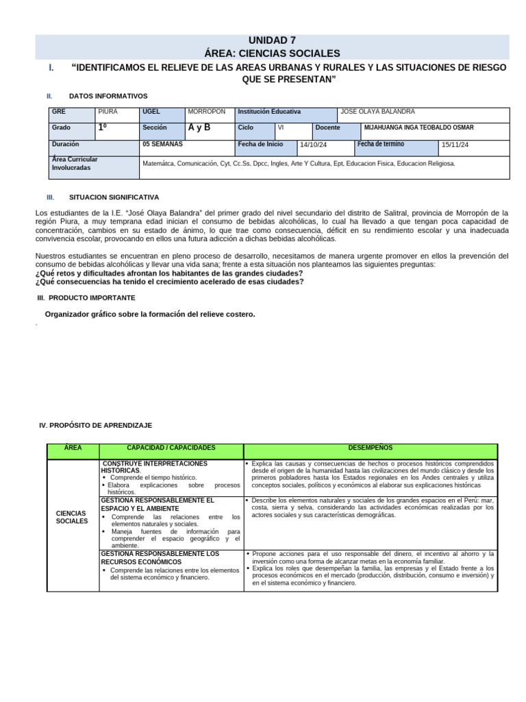 Unidad 7-Ccss-1° (A, B) | PDF