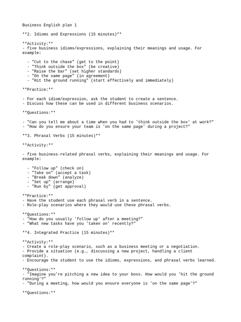 Business English Lesson 1 | PDF