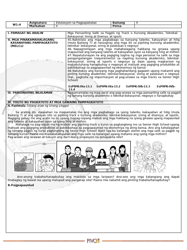 Q4 EsP9 Week 1 4 | PDF