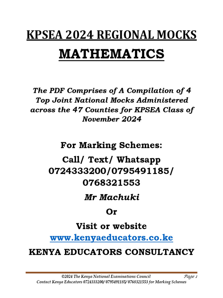Kpsea Mat 2024 Regional Mocks | PDF