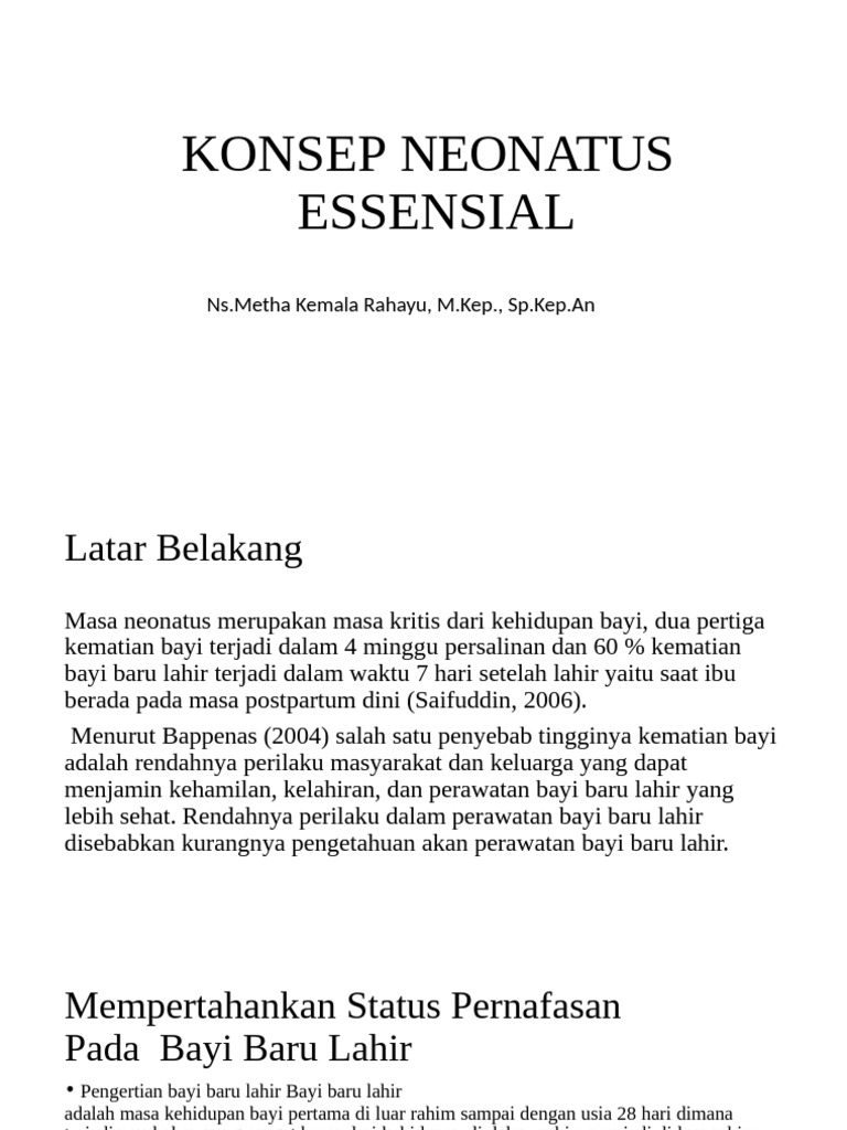 Konsep Neonatus Essensial | PDF