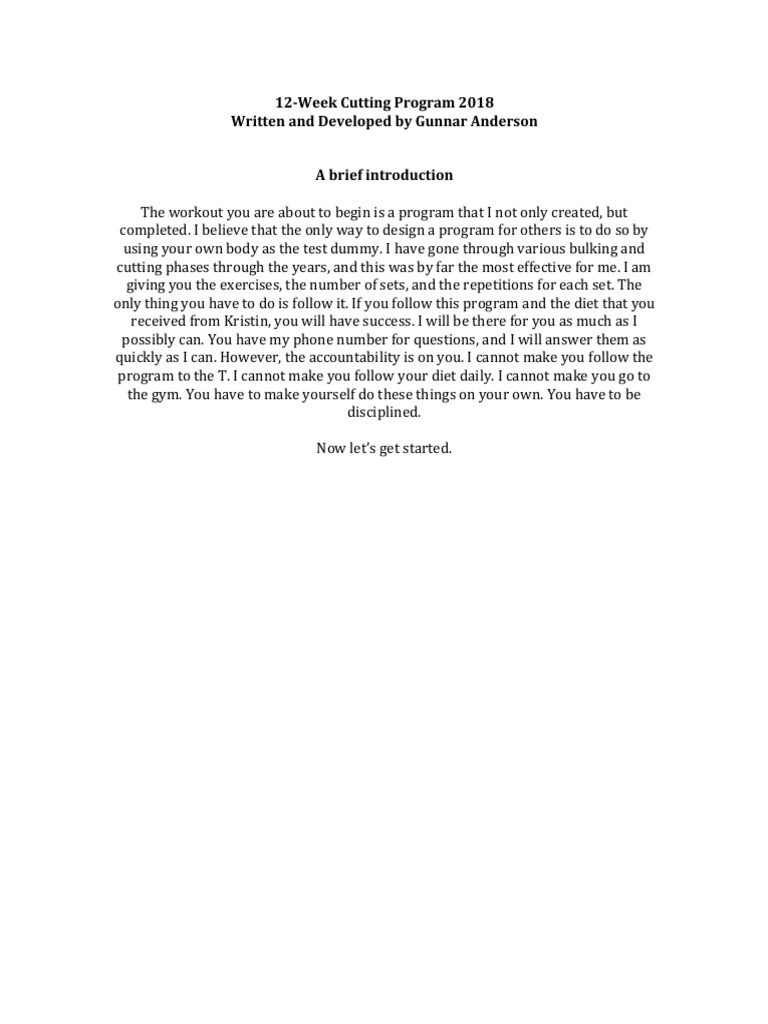 12 Week Cut 2018 | PDF