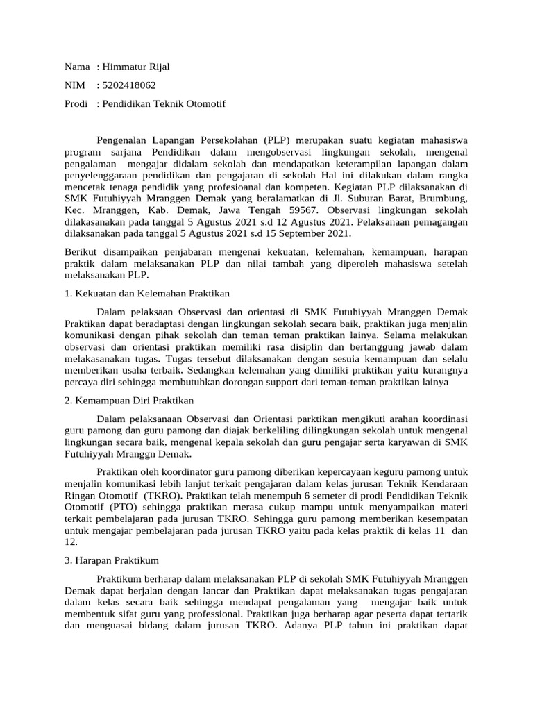 Himmatur Rijal - Refleksi Diri | PDF