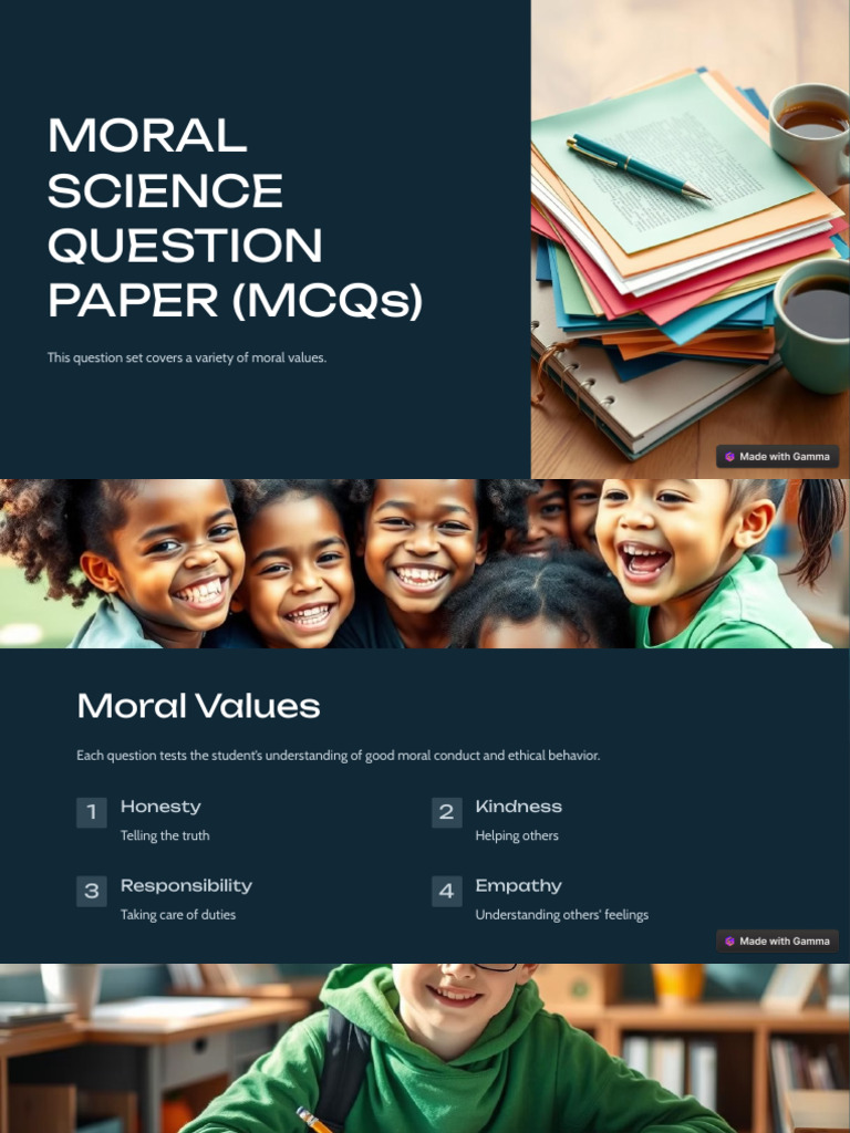 MORAL SCIENCE QUESTION PAPER MCQs | PDF