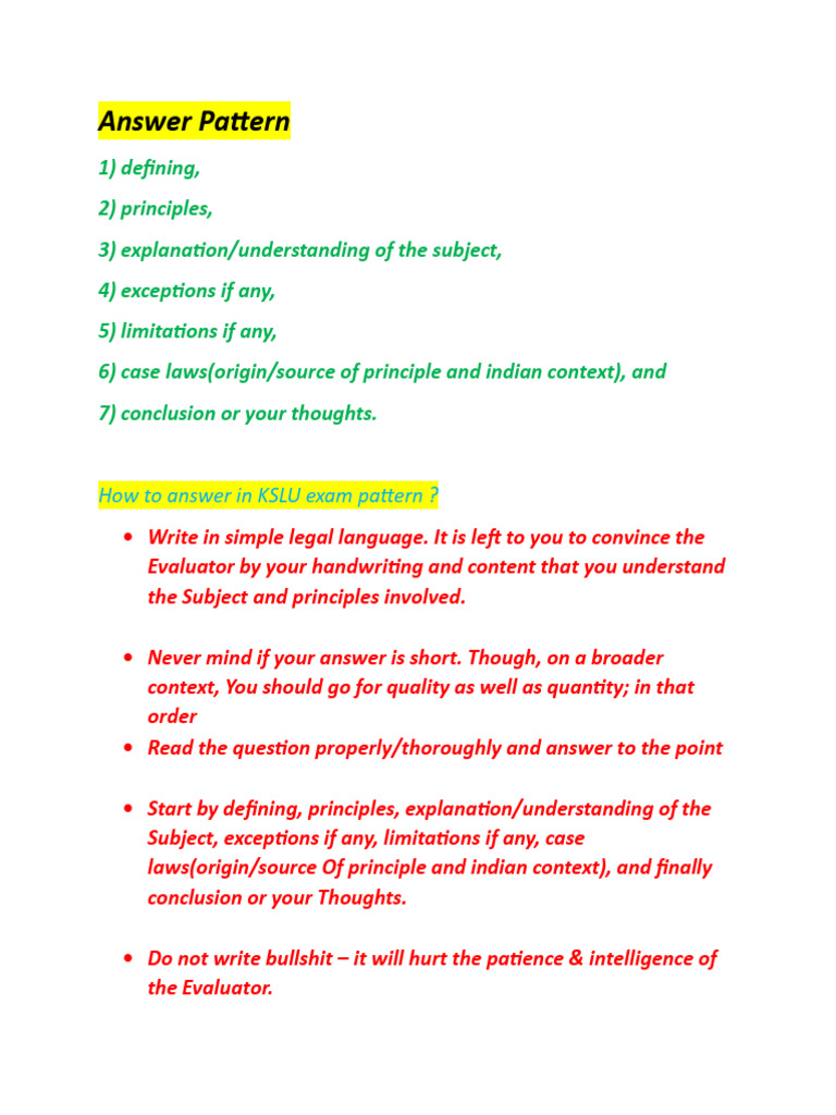Answer Pattern | PDF