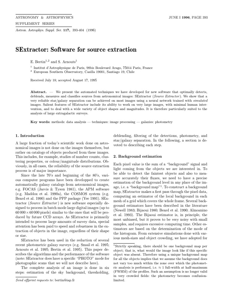 Sextractor：software For Source Extraction Pdf