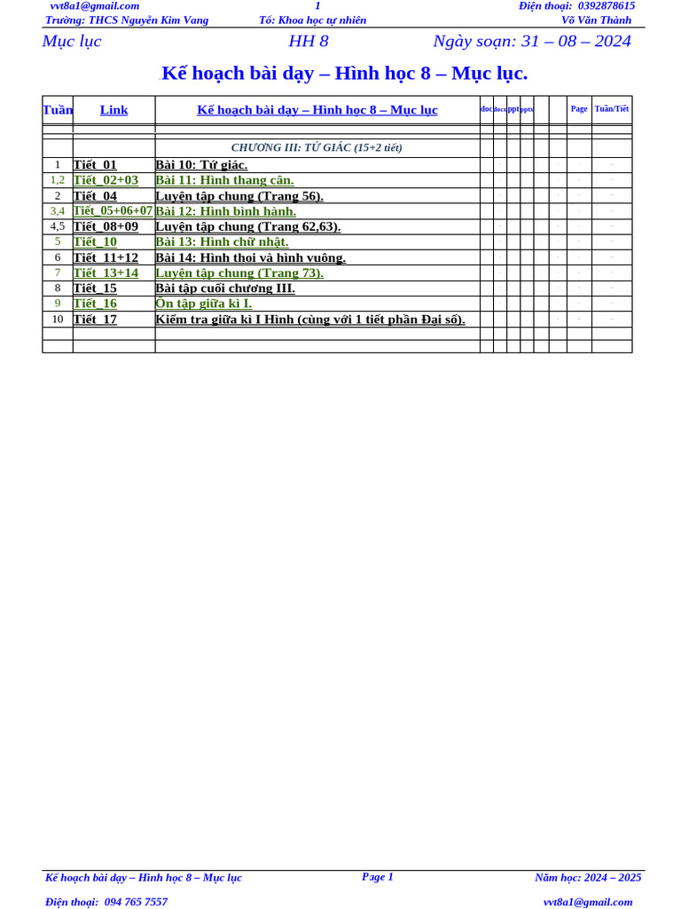 C - 03 Tiet 01 To 17 HH'8'Docx's VVT - Finish's | PDF