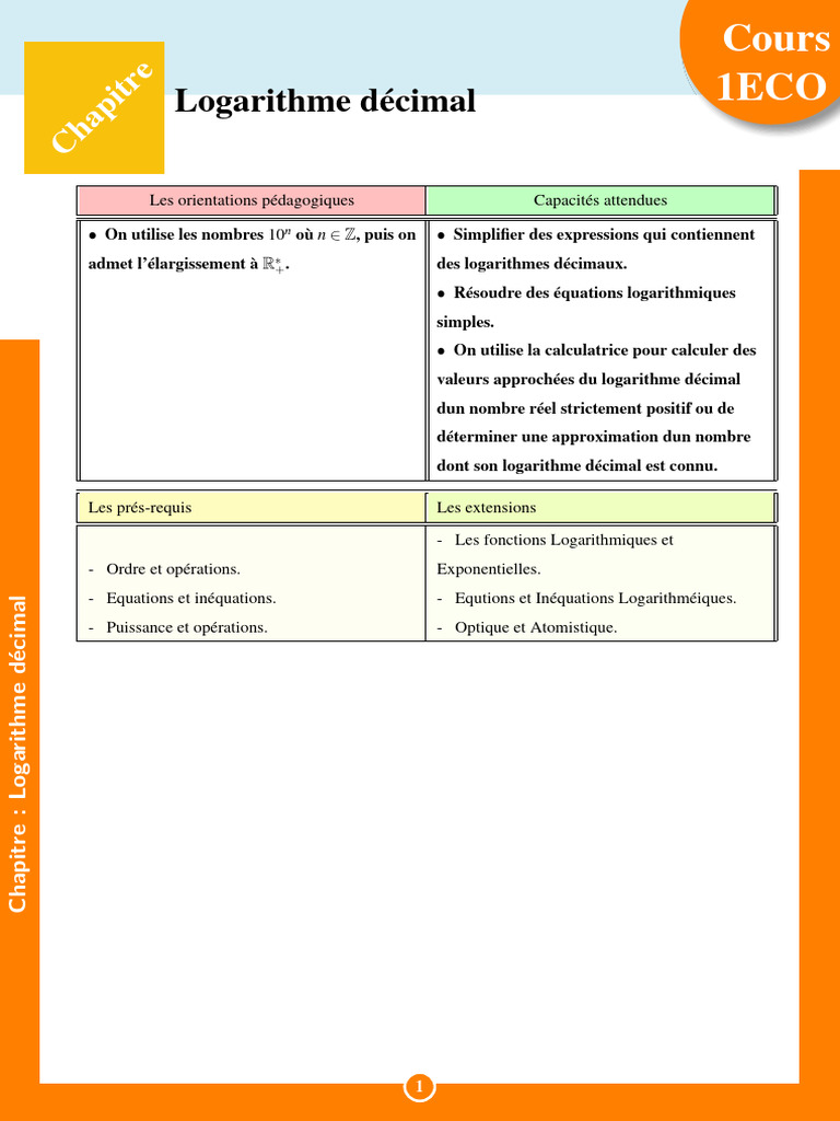 07 Logarithme Decimal Cours Steinmaths | PDF