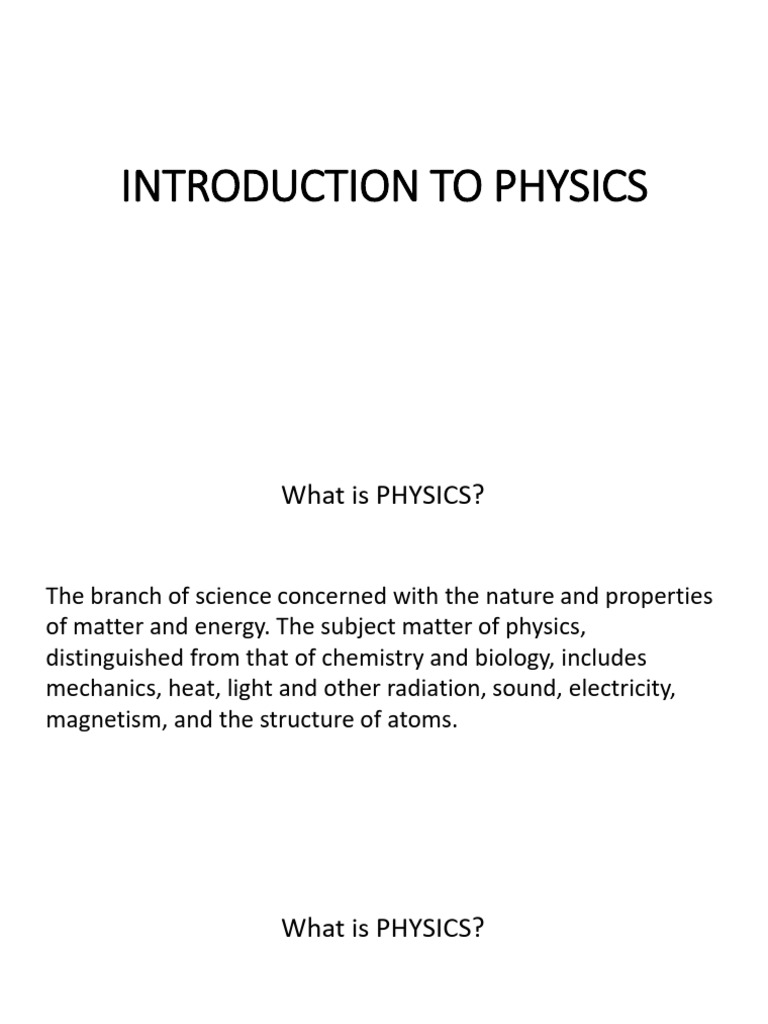 Introduction To Physics | PDF