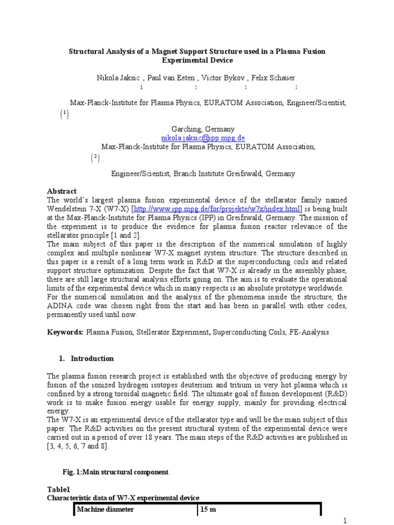 Paper Jak-Fin 1 | PDF | Fusion Power | Physics
