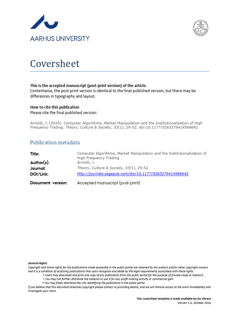 Computer Algorithms Market Manipulation | PDF