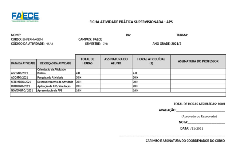 Ficha Aps Faece 2021.2 | PDF