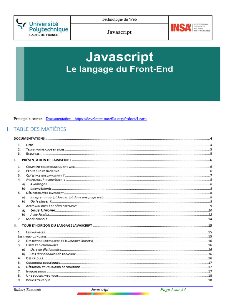 Cours Javascript | PDF Cours Javascript | PDF