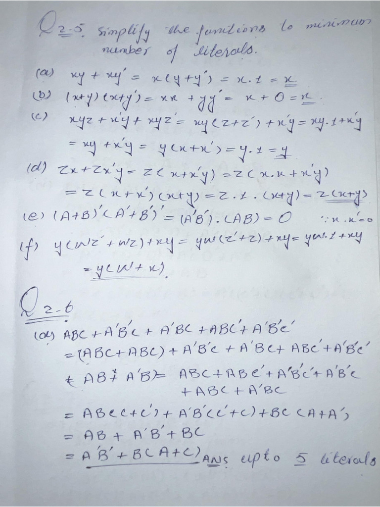 CH 02 Excercise Solution - Digital Logic and Computer Design by Morris ...