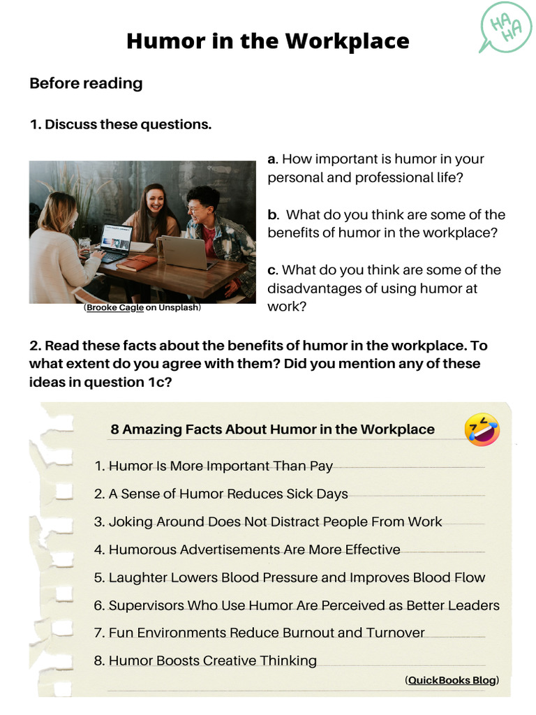 Humor in the Workplace - Ss worksheet | PDF