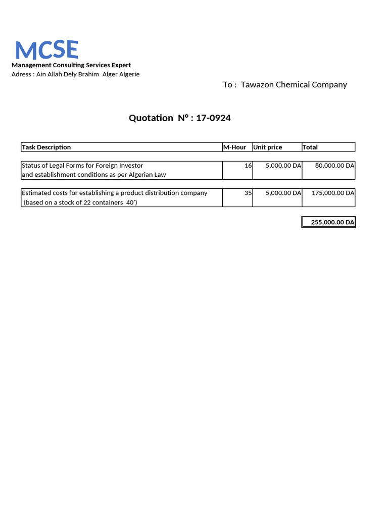 Tawazon Chemical Quotation | PDF