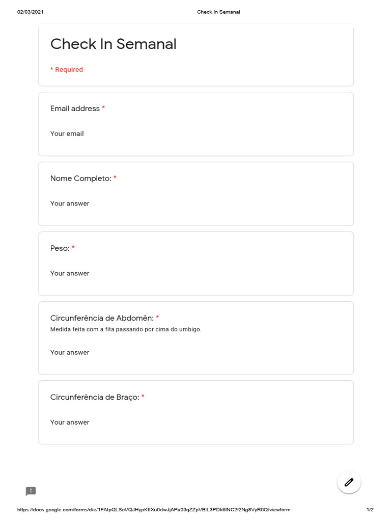 Check in Semanal | PDF