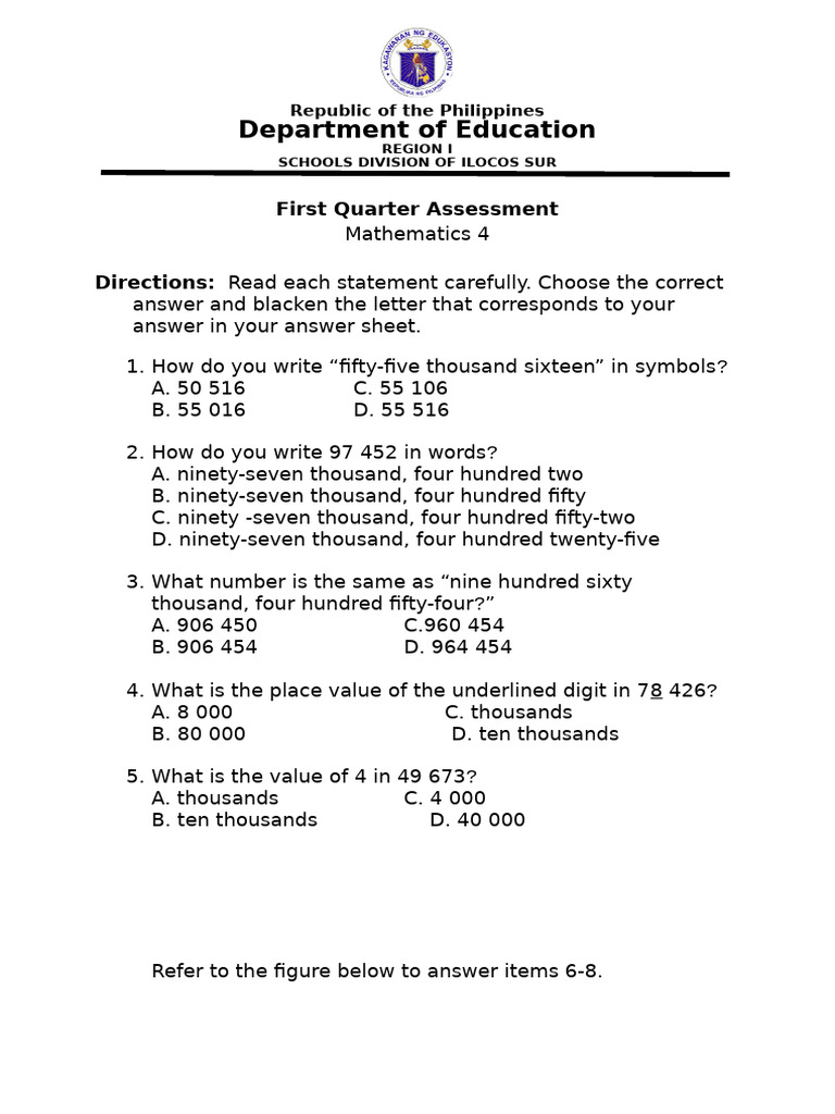 Math 4 Q1 Test - MICHELLE OSALVO | PDF