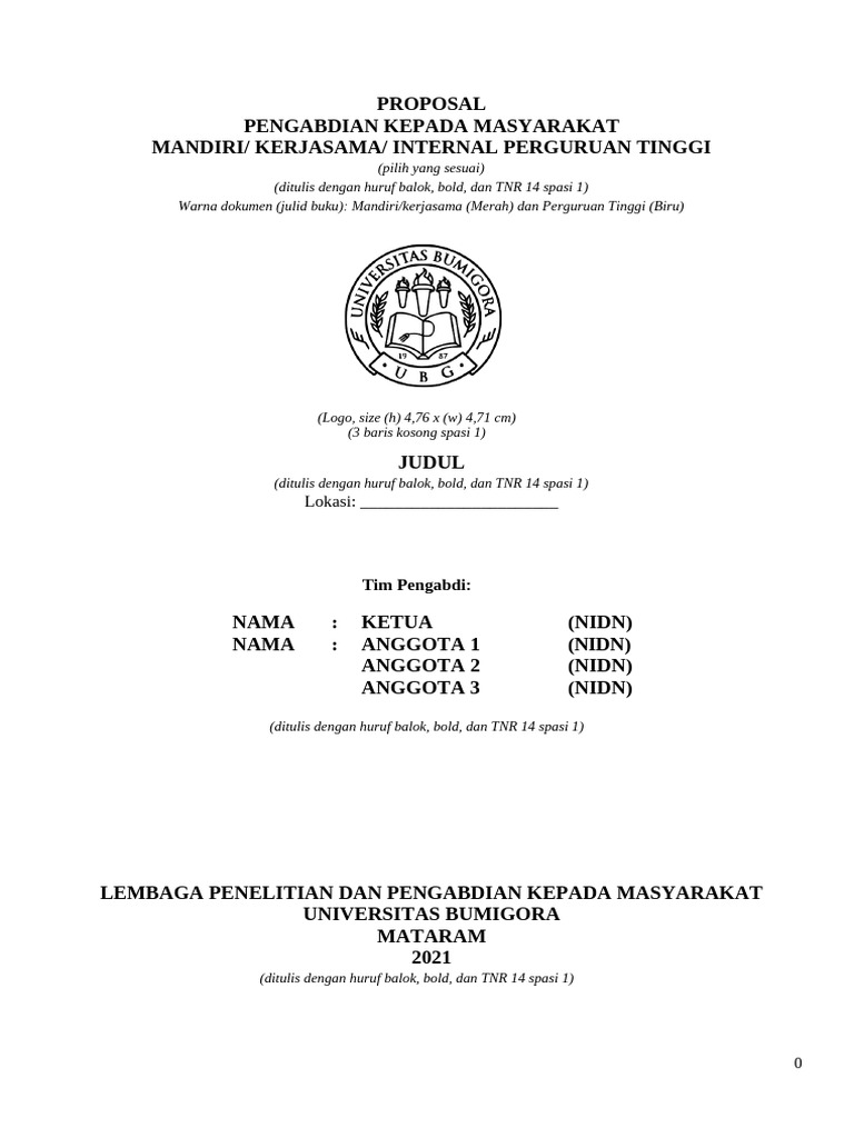 REVISI-FIX-TEMPLATE-PROPOSAL-PENGABDIAN-LPPM-UBG | PDF