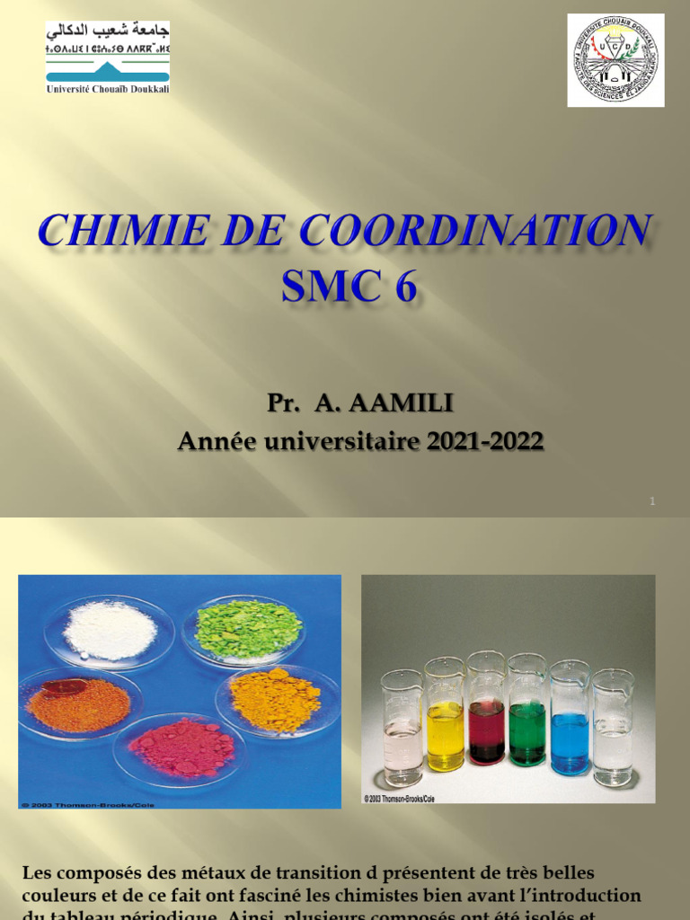 Chimie de Coordination PDF | PDF