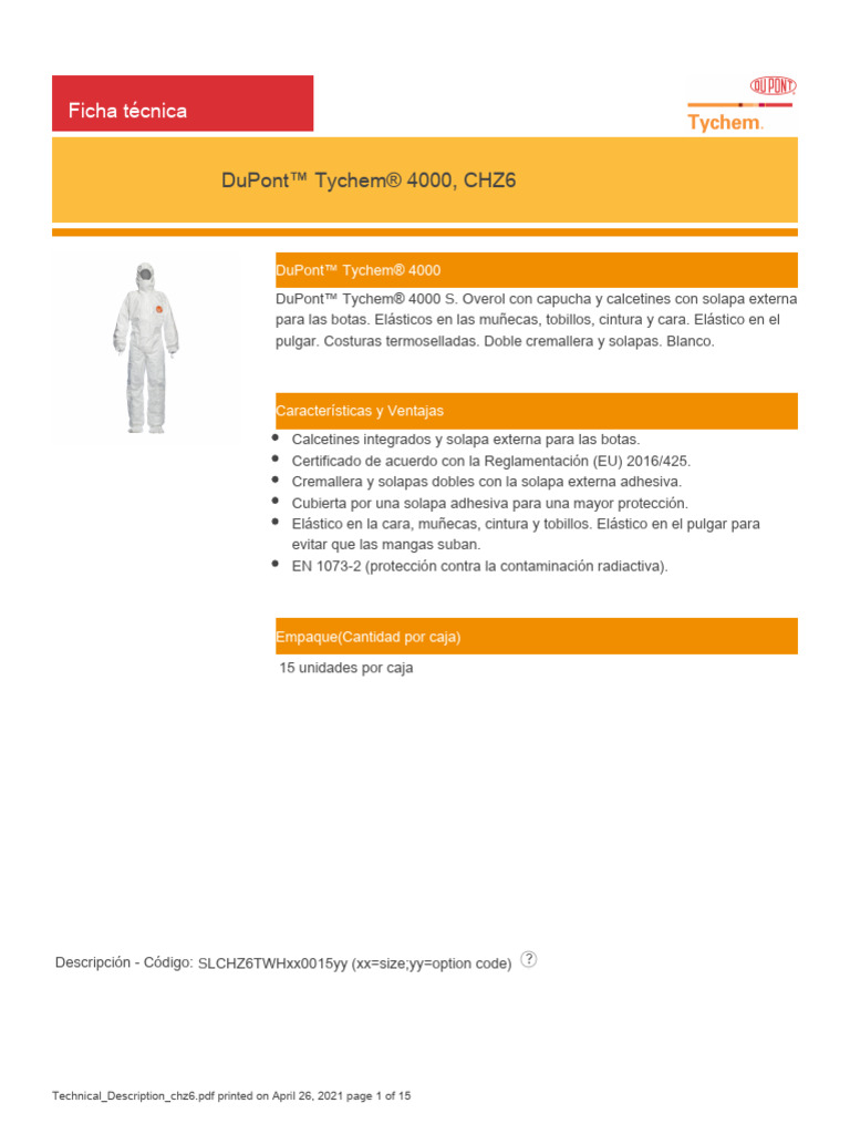 Ficha tecnica buzo papel | PDF