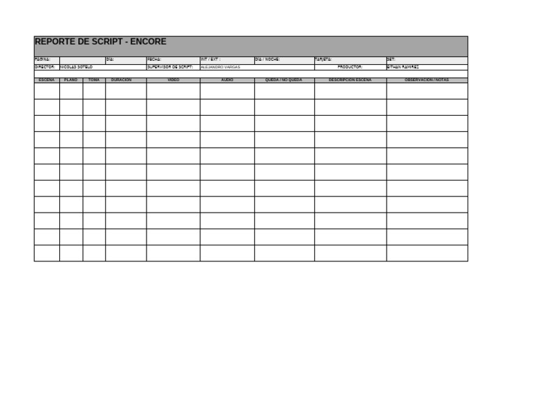 Reporte de Script - Encore | PDF