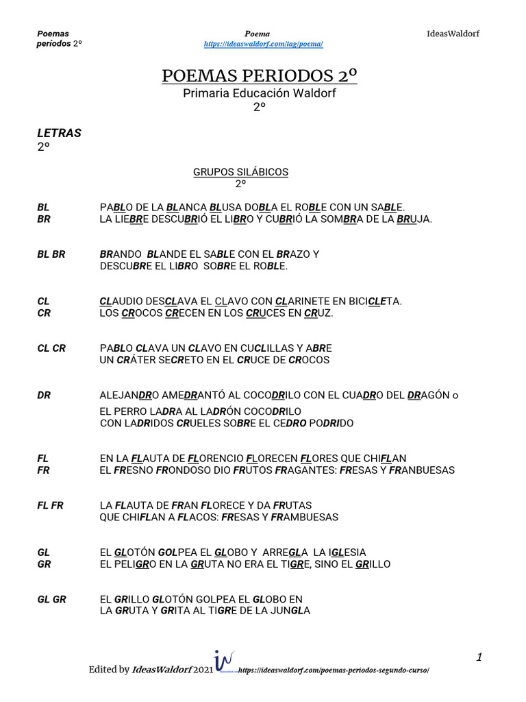 Poemas Periodos Segundo Curso | PDF