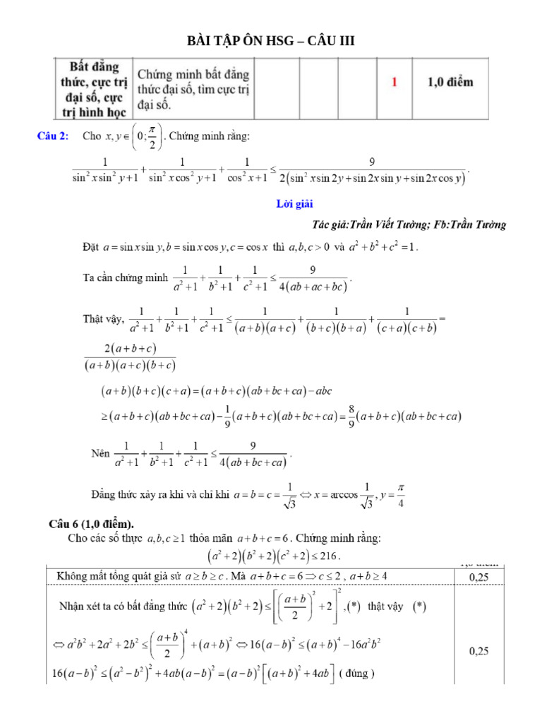 Bài Tập Ôn Hsg-câu III | PDF