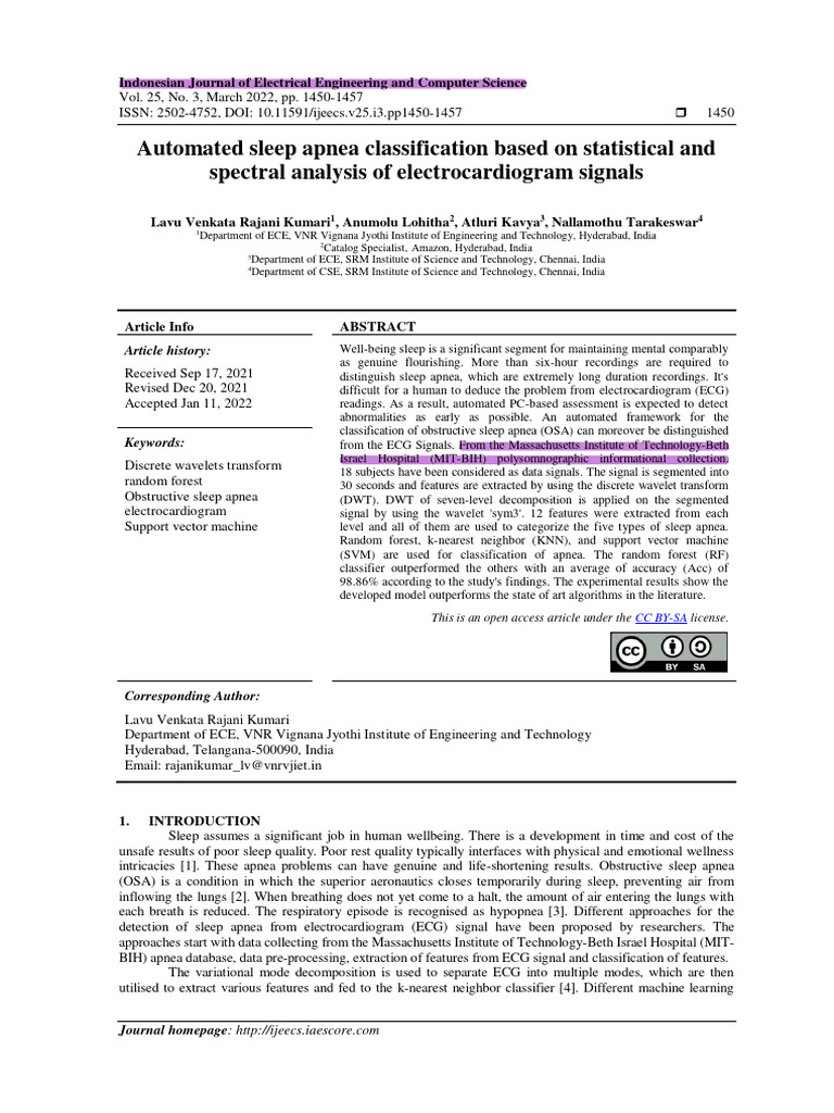 (Done) Automated Sleep Apnea Classification Bas | PDF