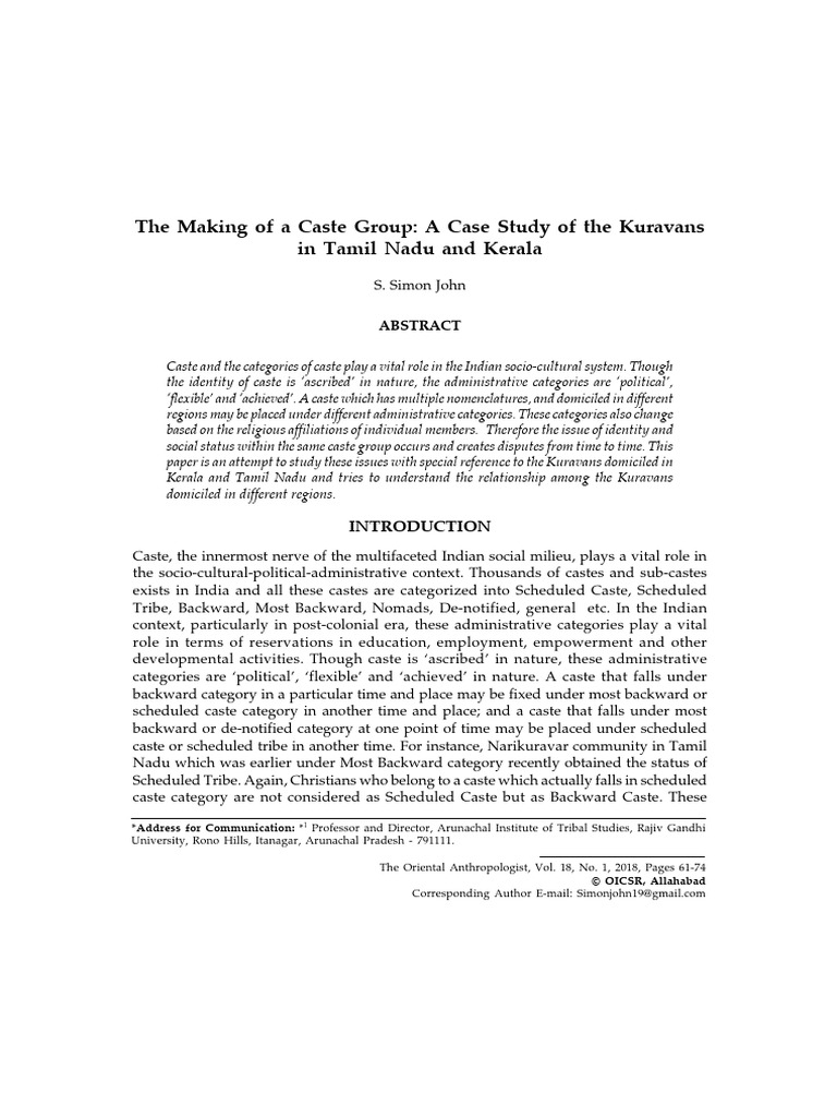 The Making of A Caste Group A Case Study | PDF | Caste | Kerala