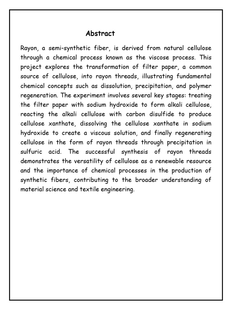 Preparation of Rayon Thread in Filter Paper | PDF | Rayon | Cellulose
