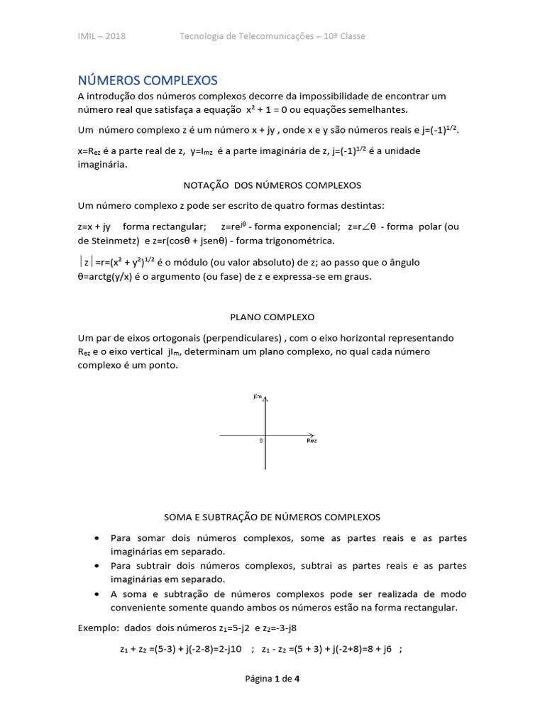 Cap III - Numeros Complexos | PDF