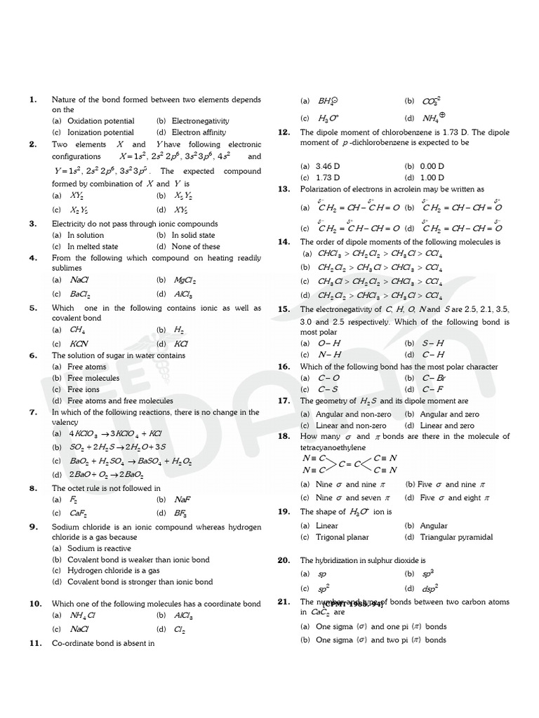 03 - Chemical bonding-SET-Final-E | PDF