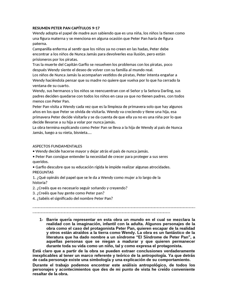 Resumen Peter Pan | PDF