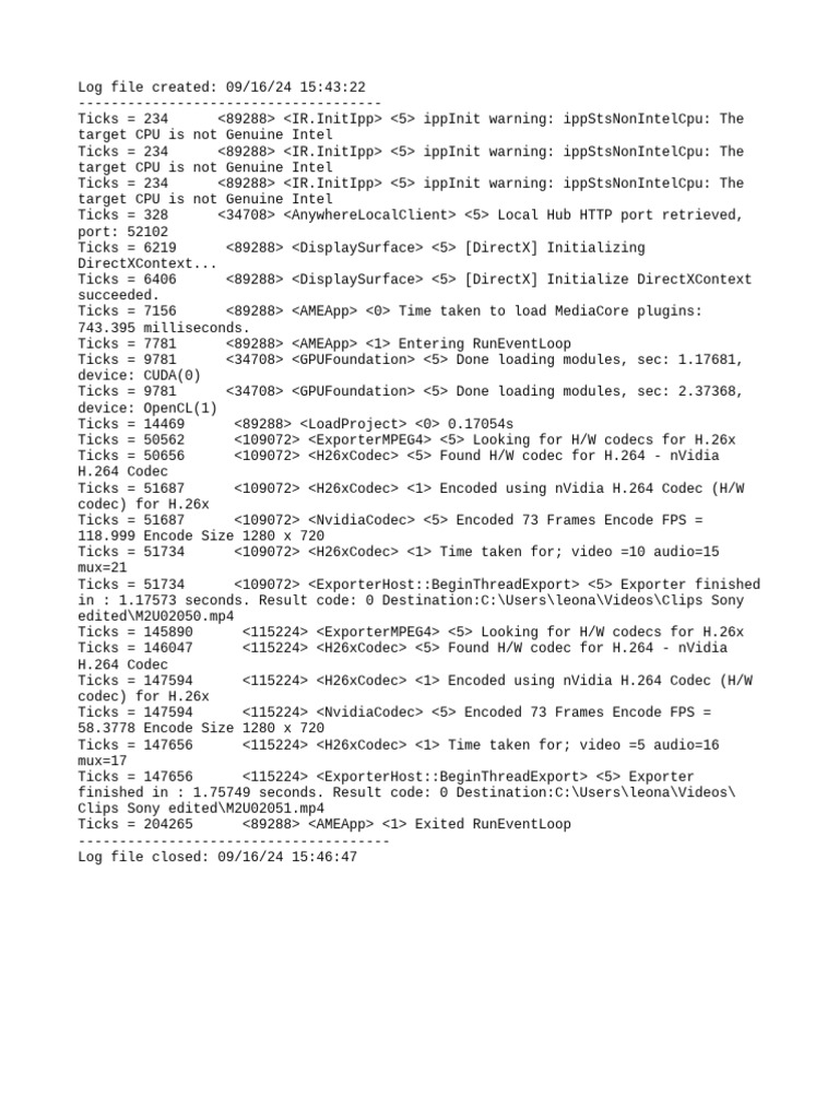 Adobe Media Encoder Log | PDF