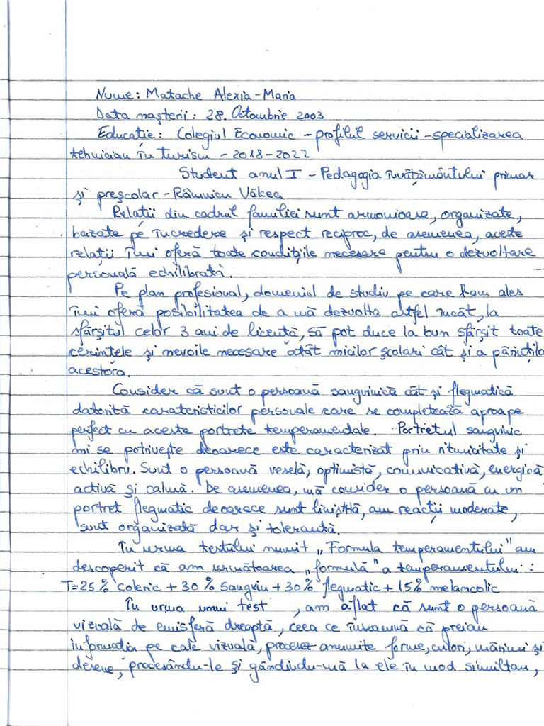 Matache - Alexia - Maria - PROFIL PSIHOLOGIC | PDF