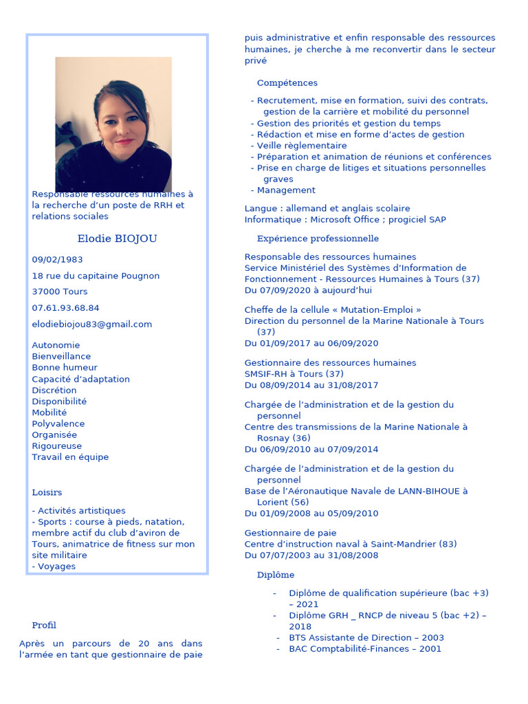 CV Biojou Elodie - RRH | PDF