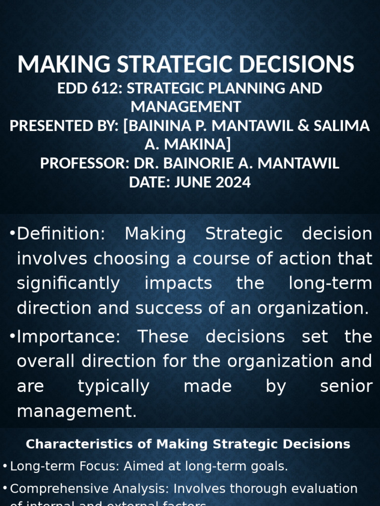 Making Strategic Decisions | PDF