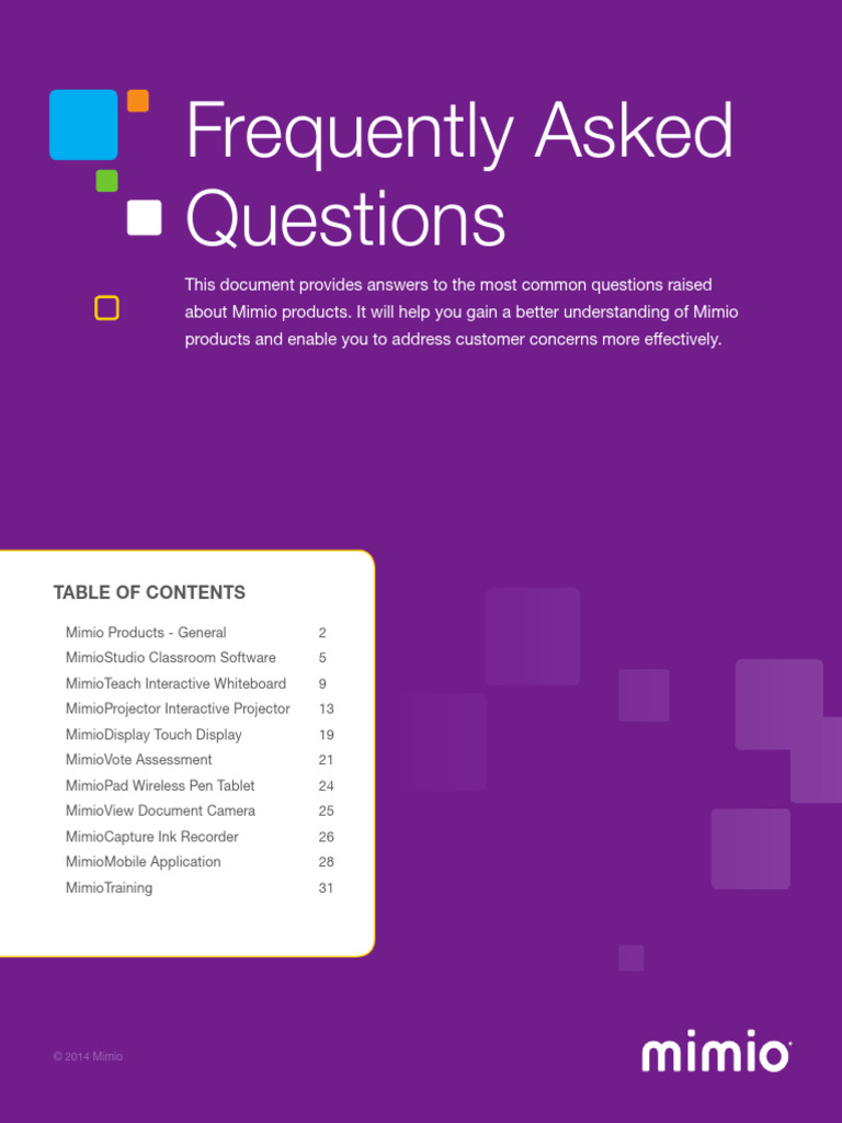 Mimio Partner FAQs | PDF